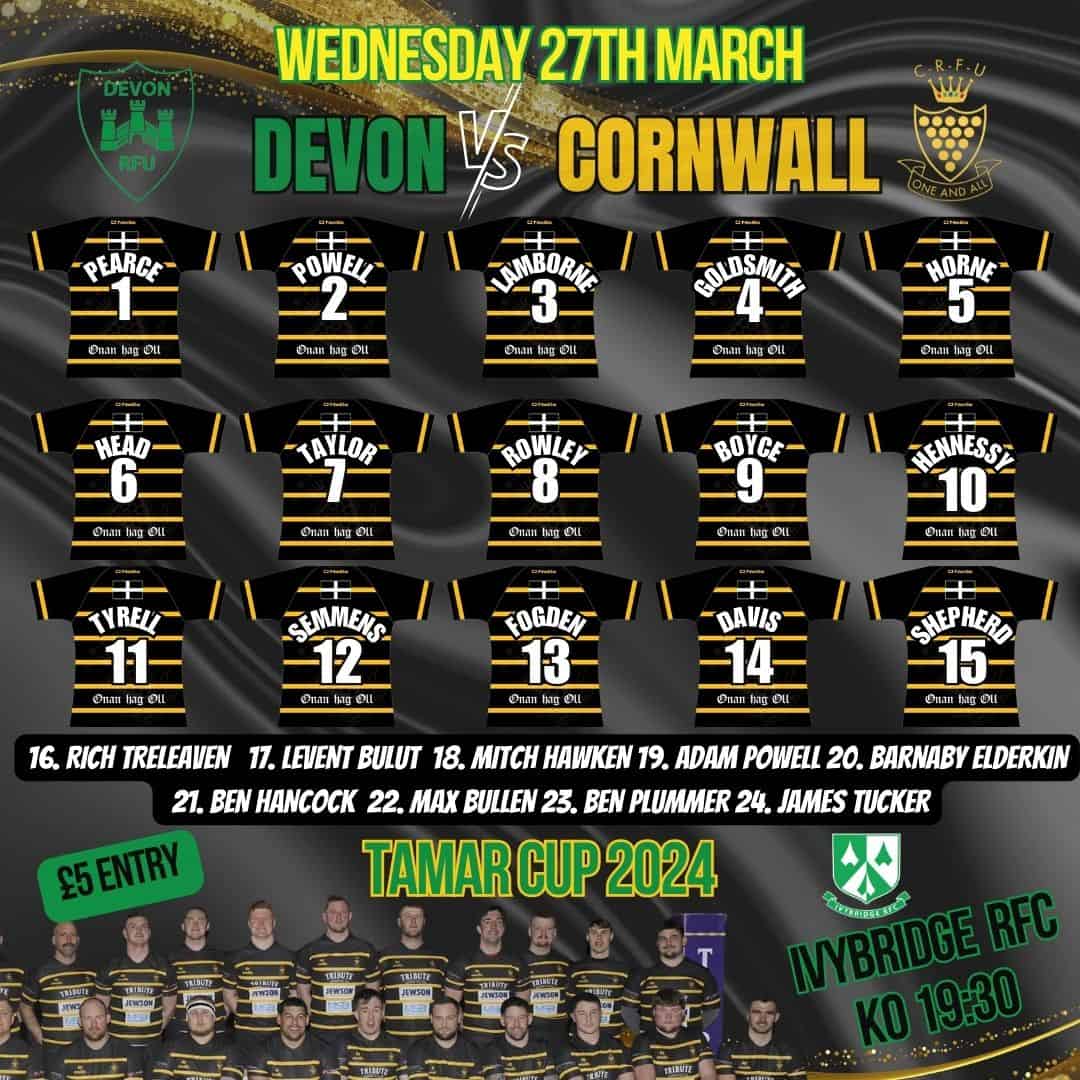 Cornwall name side for Tamar Cup clash